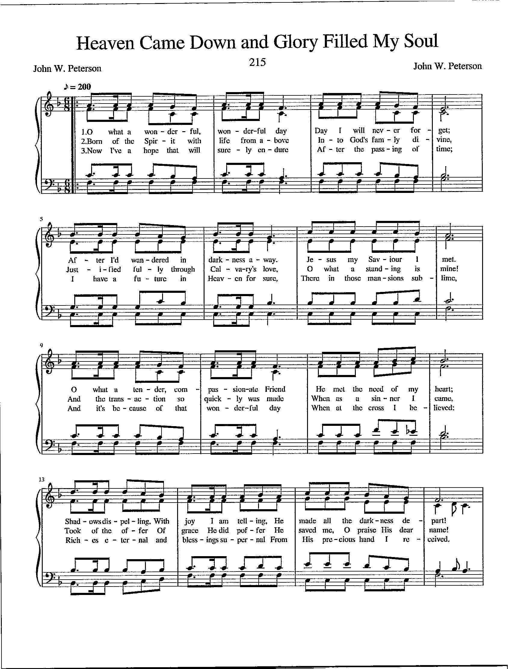 Heaven Came Down and Glory Filled My Soul - Digital Hymn Tune With ...