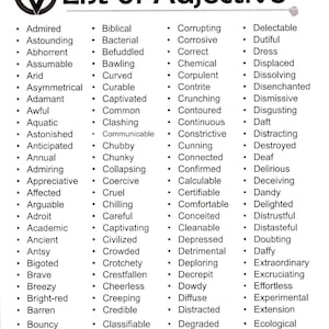 List of Adjectives for Students and Teachers - Intermediate Thru ...