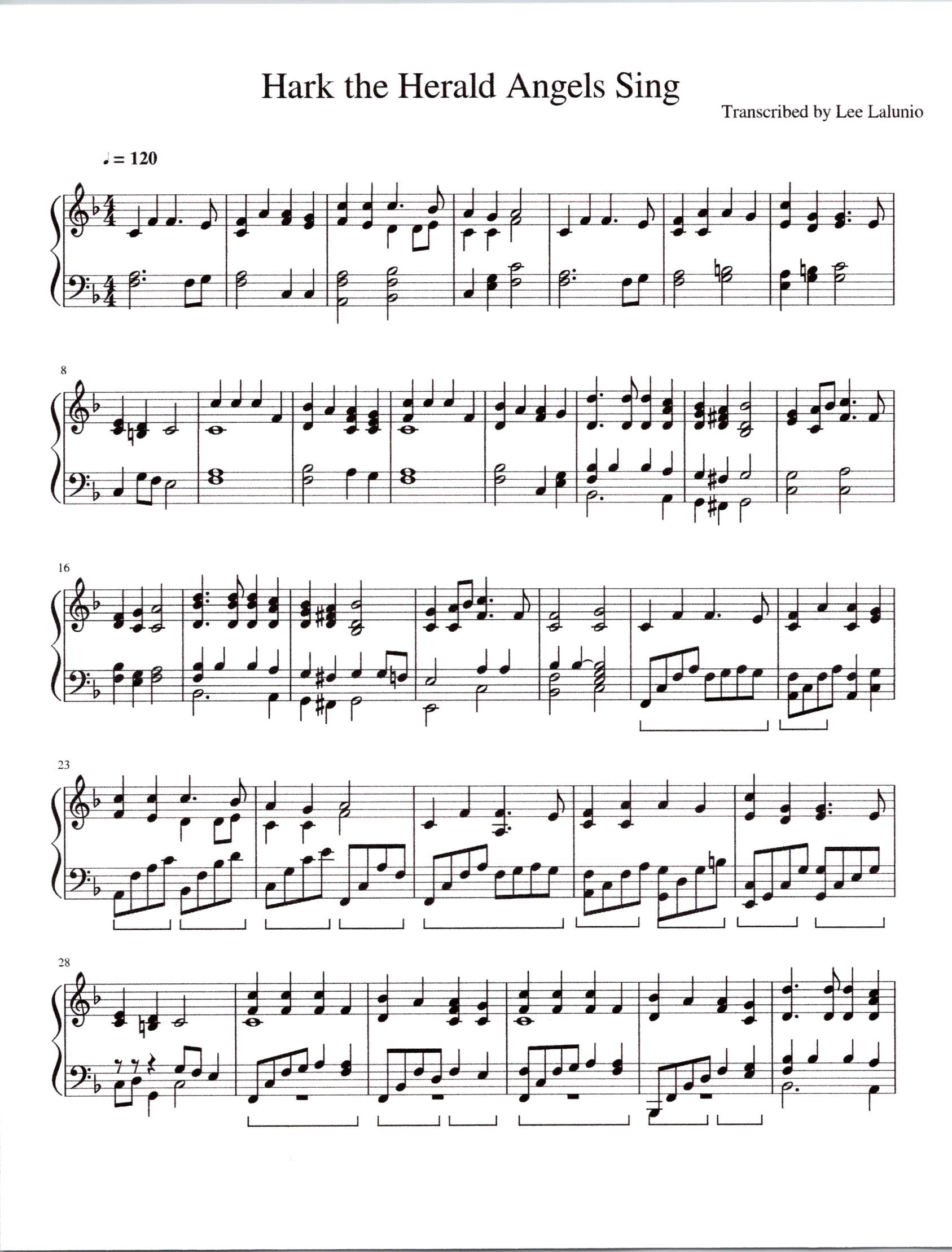 Hark the Herald Angels Sing Piano Solo - Digital Sheet Music - Key of F ...