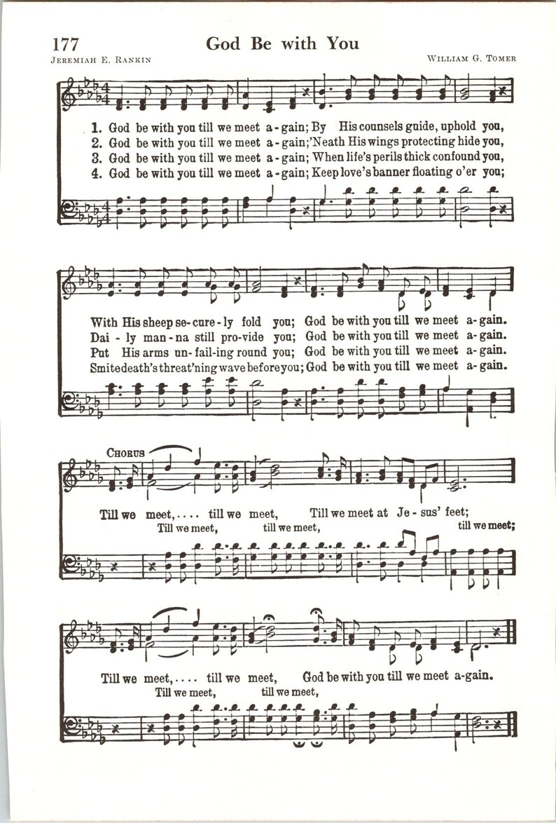 God Be With You Digital Hymn Sheet Music Key of D Flat - Etsy