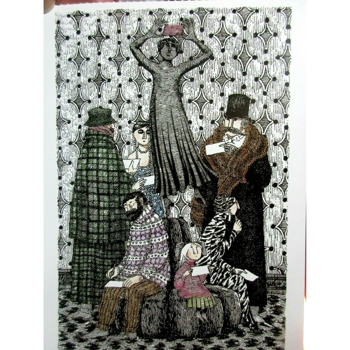 Edward Gorey Art Postcard - Illustration Taking Notes 4"t X 6"w - Etsy