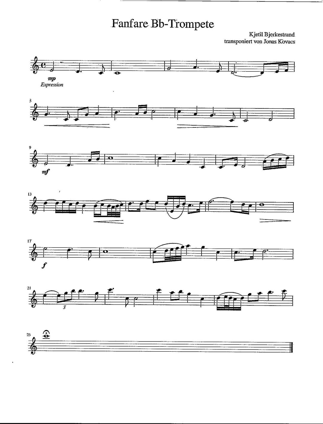 Fanfare B Flat Trompete - Printable Trumpet Solo - Etsy