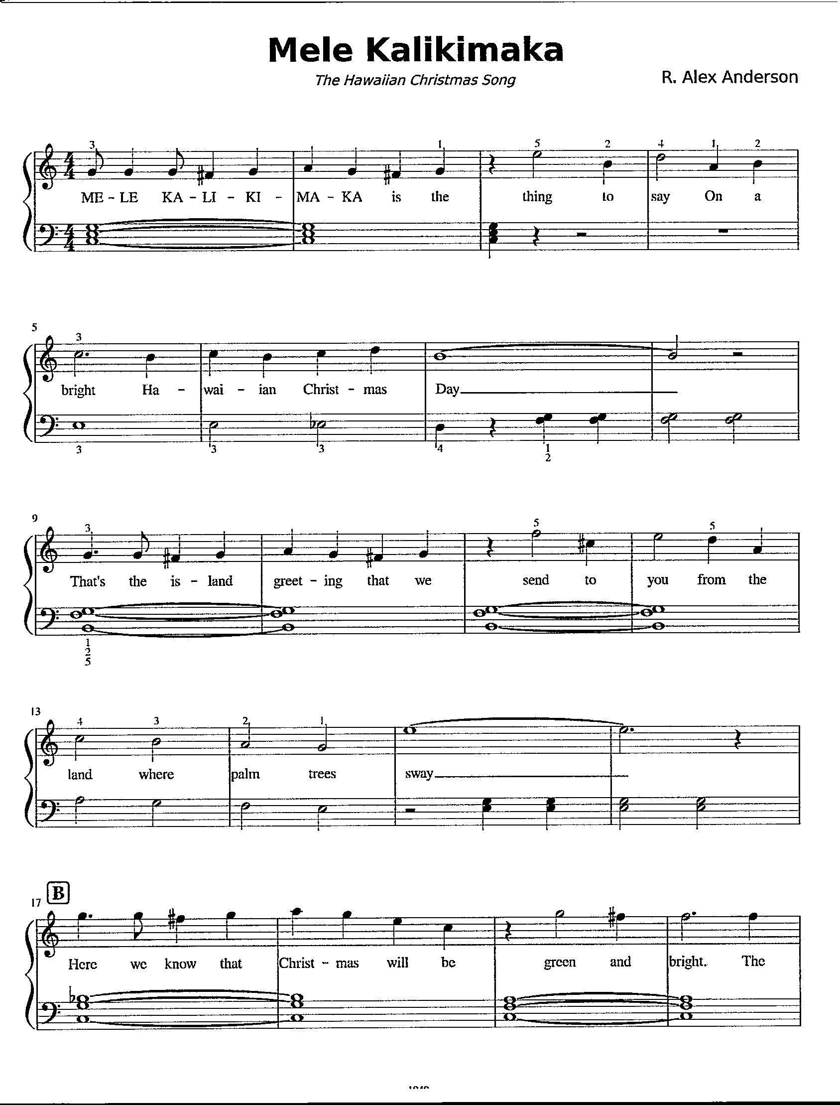 Mele Kalikimaka - Digital Hawaiian Christmas Song With Lyrics - Key of ...