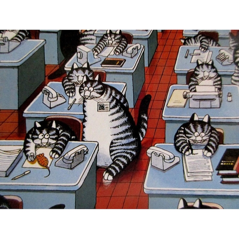Kliban Postcard - Office Pool Cats by Kliban's Cats 6" X 4" Unposted - Etsy