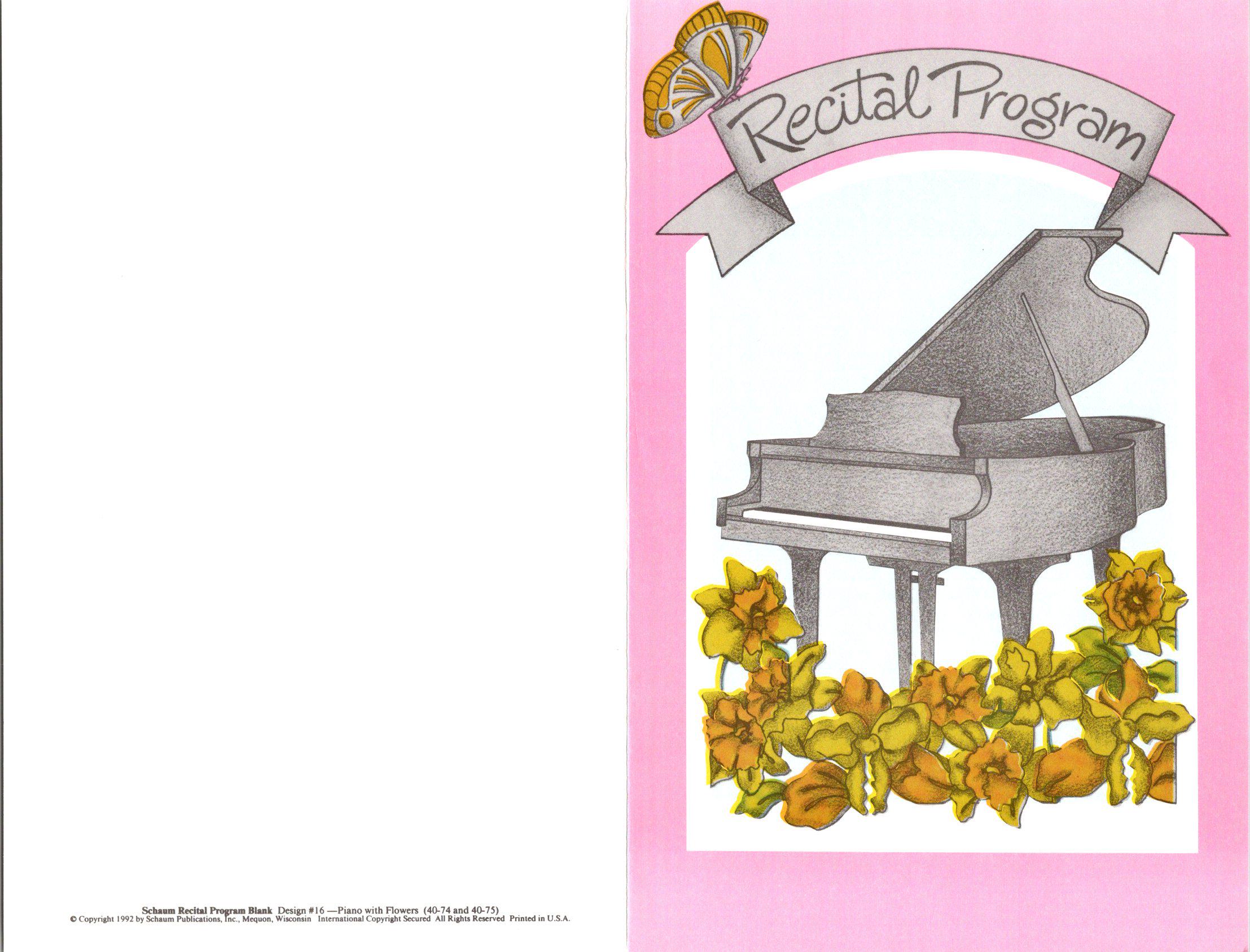 Piano Recital Program Template - Schaum Download Printable 8.5" X 11 ...