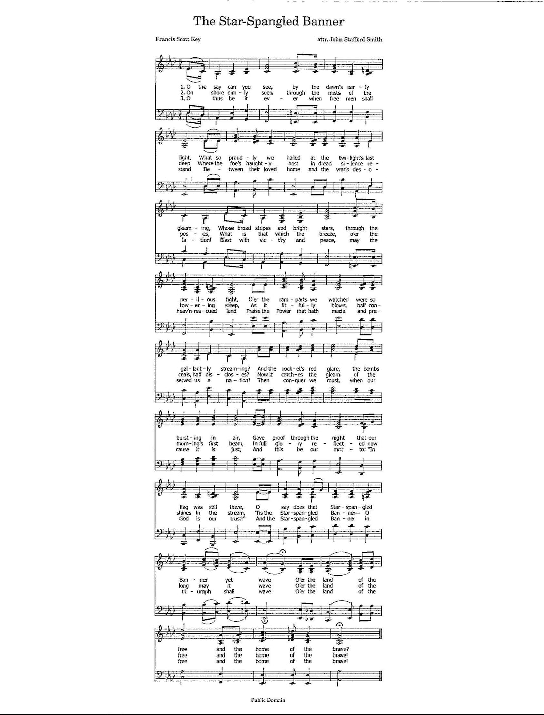 The Star-spangled Banner - Digital Printable Patriotic Tune - Key of A ...