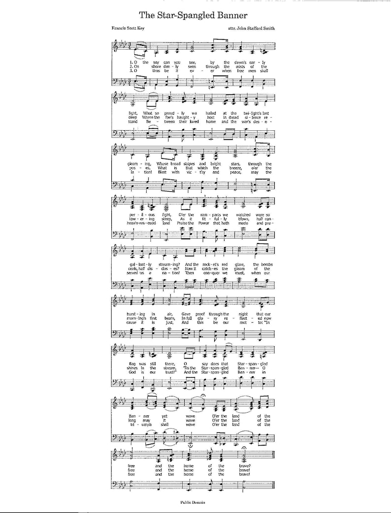 The Star-spangled Banner - Digital Printable Patriotic Tune - Key of A ...