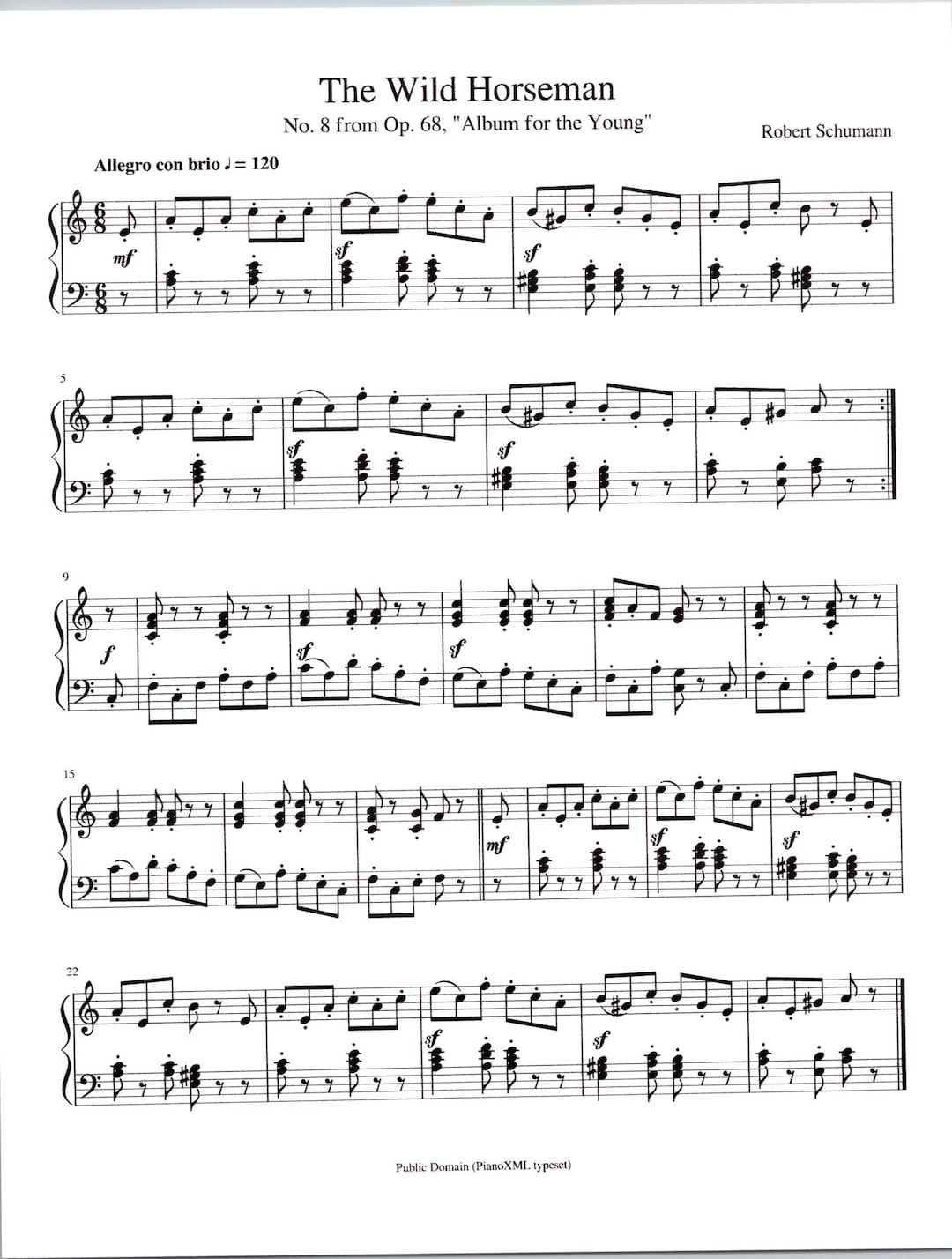 The Wild Horseman No.8 Op.68 From Album for the Young by Schumann ...