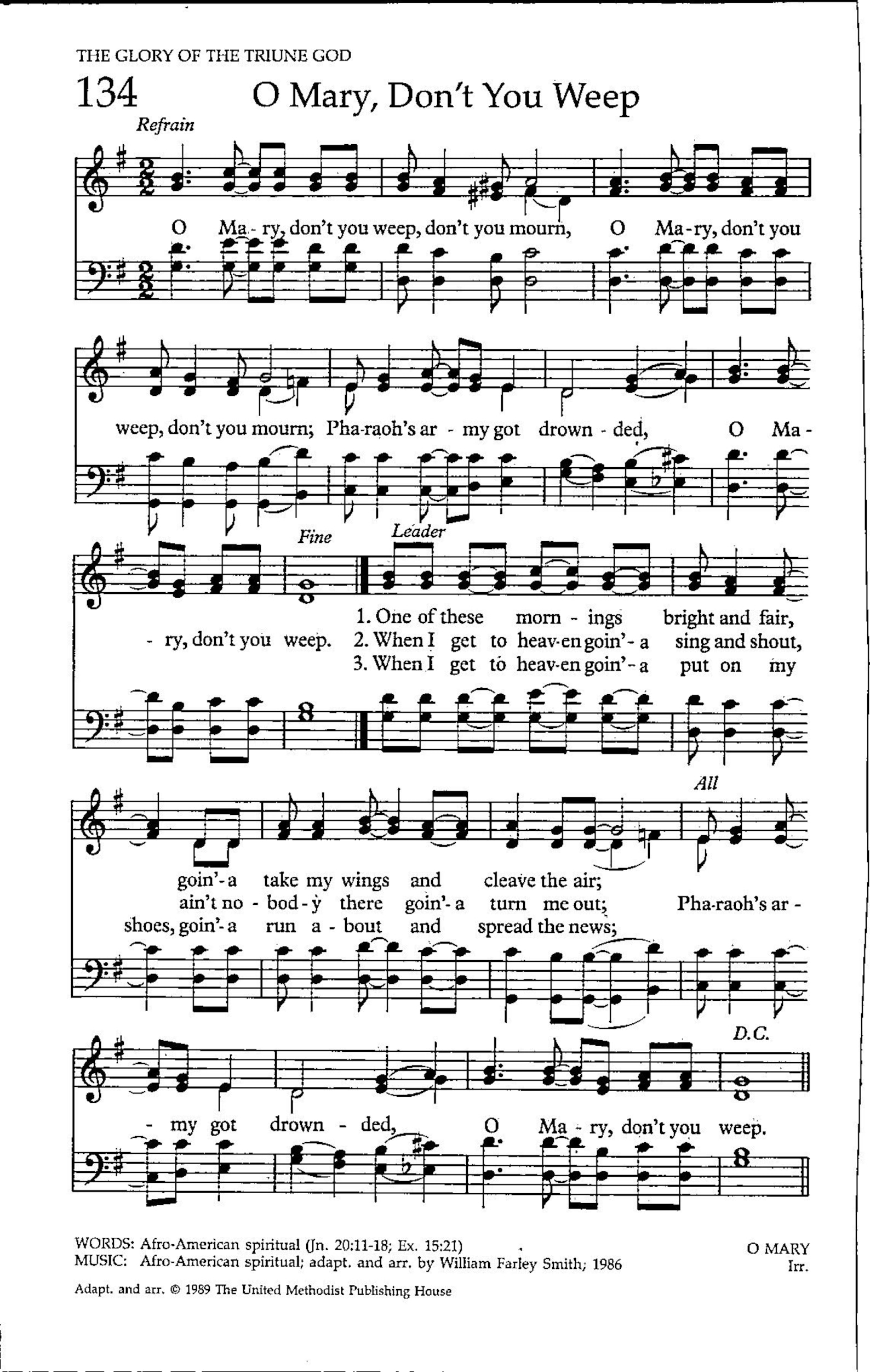 O Mary Don't You Weep - Digital Christmas Hymn Tune Download Key of G ...