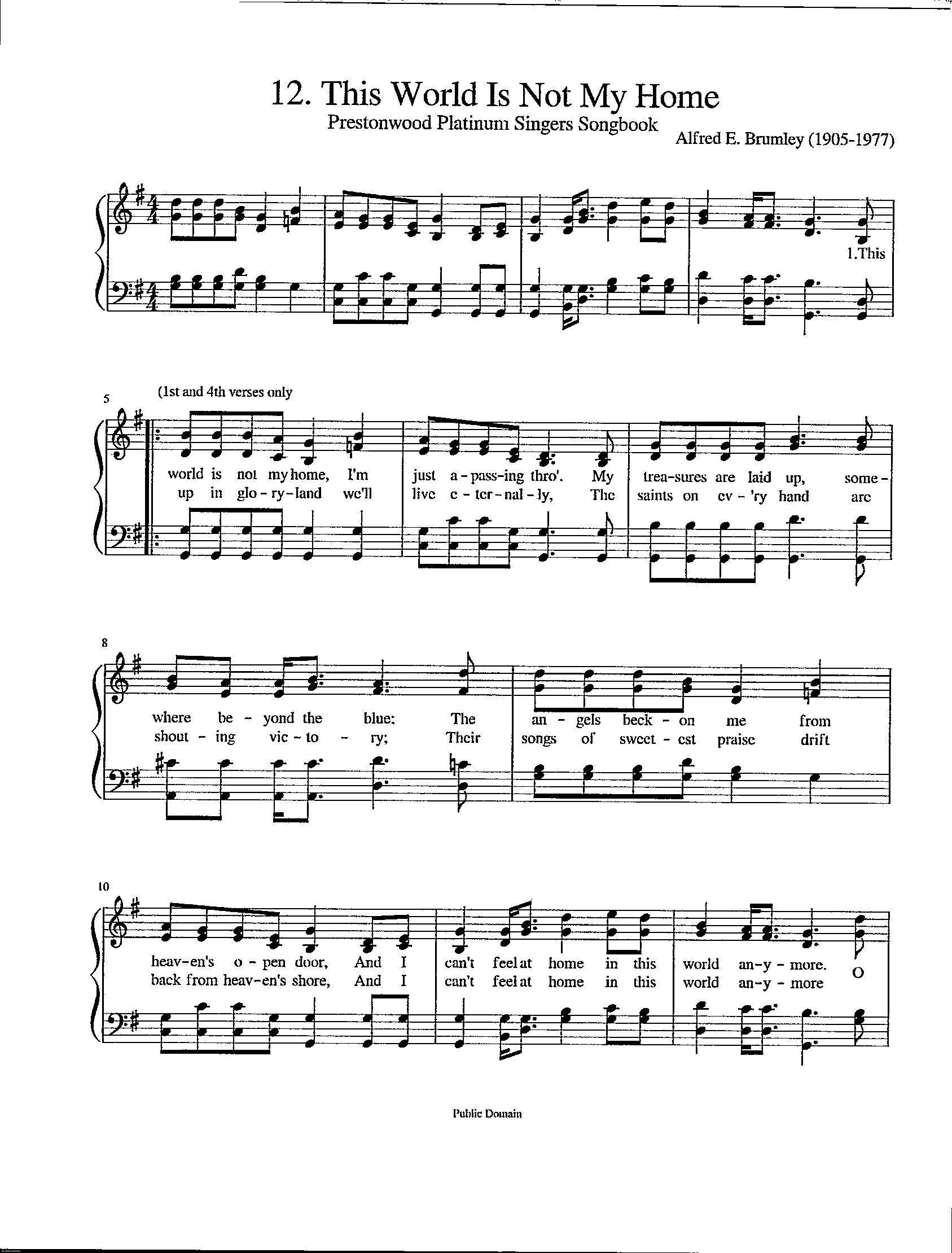 This World is Not My Home - Digital Hymn Tune for Piano and Voices ...