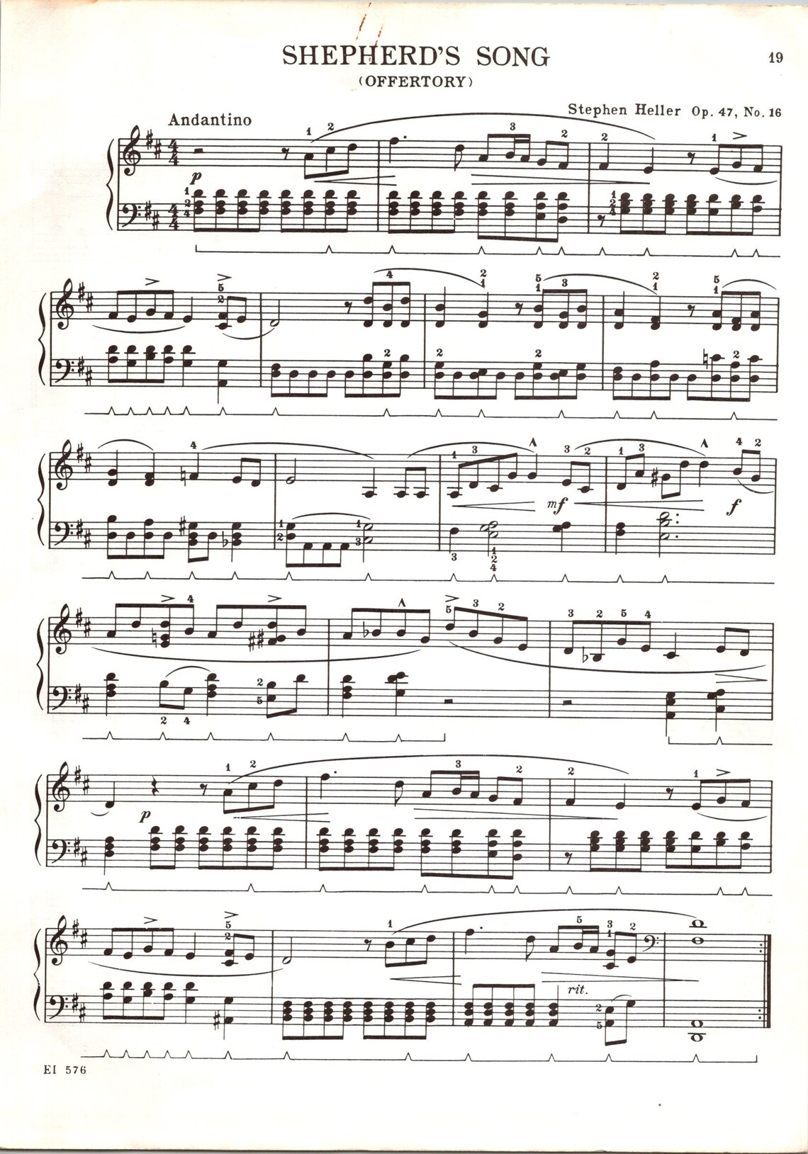 Shepherd's Song (offertory) by Heller Printable Church Sheet Music for ...