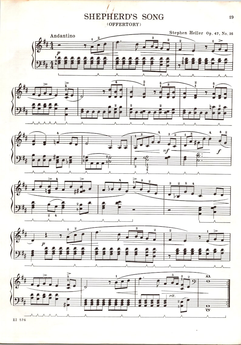 Shepherd's Song (offertory) by Heller Printable Church Sheet Music for ...