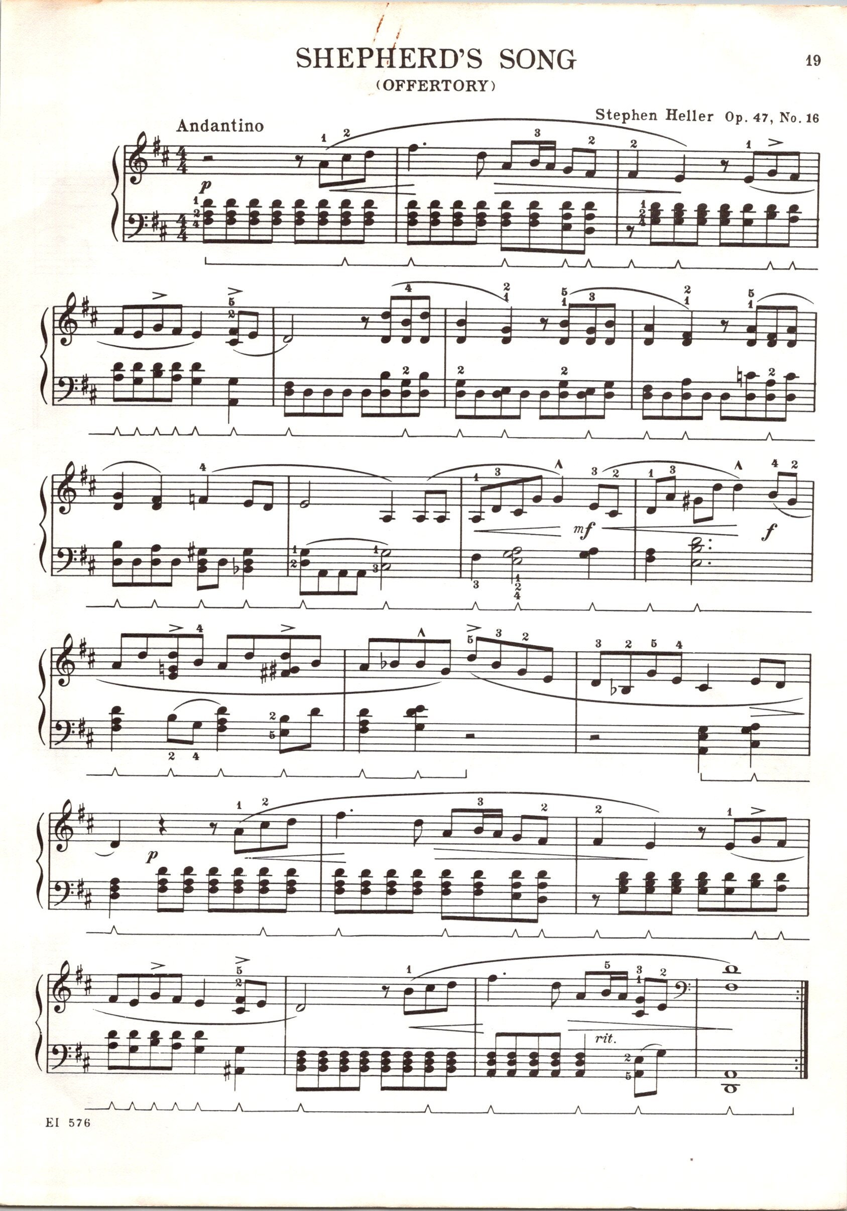 Shepherd's Song (offertory) by Heller Printable Church Sheet Music for ...