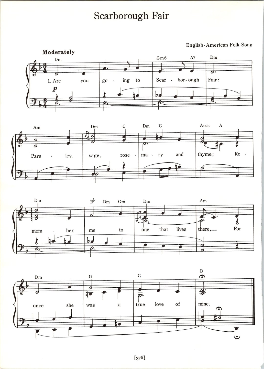 Scarborough Fair Sheet Music With 7 Verses - Digital English-american ...