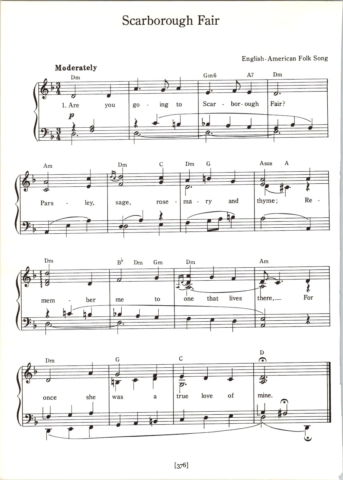 Scarborough Fair Sheet Music With 7 Verses - Digital English-american ...
