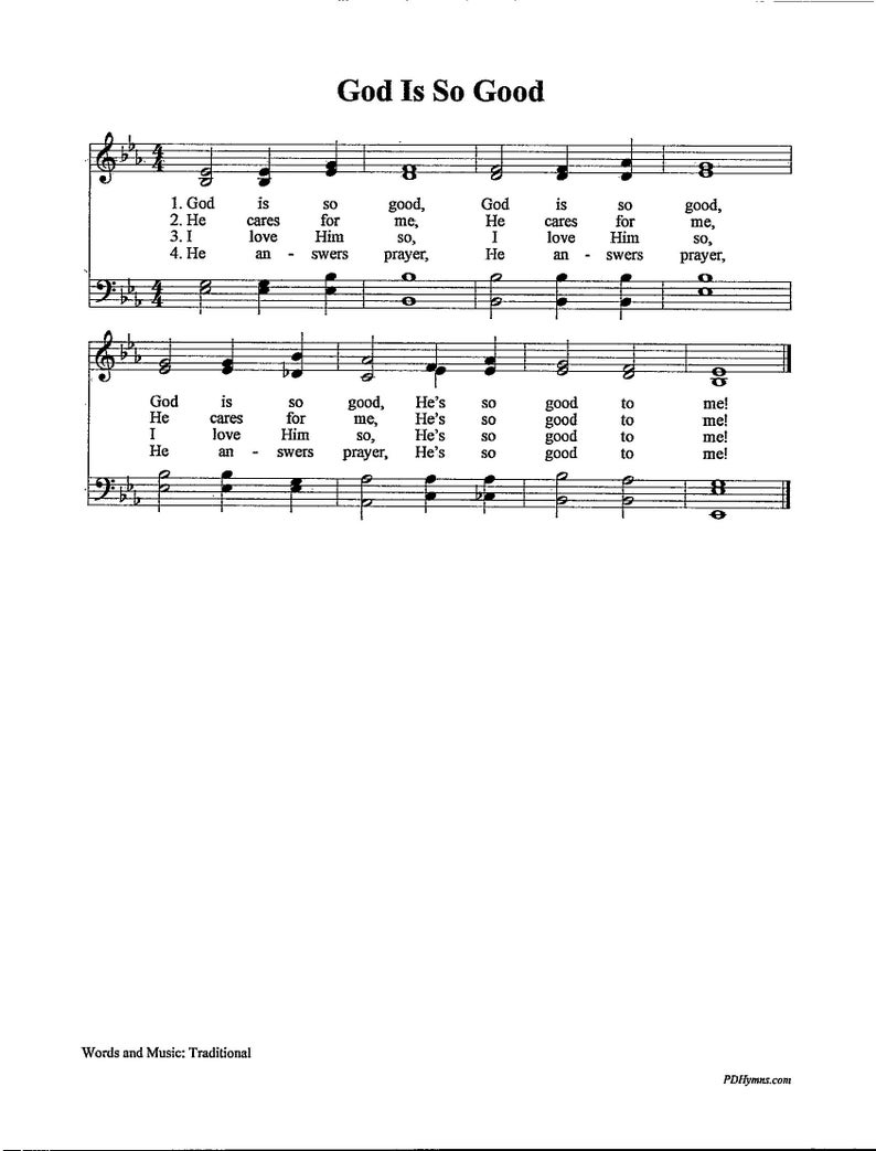 God is so Good - Digital Chorus Hymn Tune - Key of E Flat - Etsy