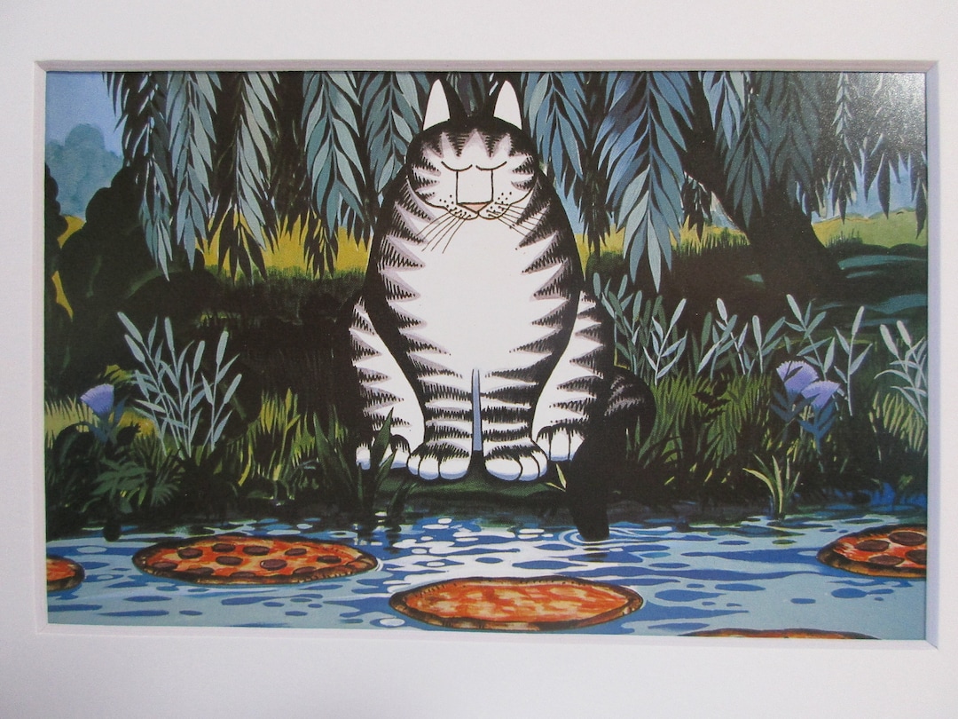 Kliban Cats Cartoon Art Postcard PIZZA LILIES 5" X 7" in White Mat #22 ...