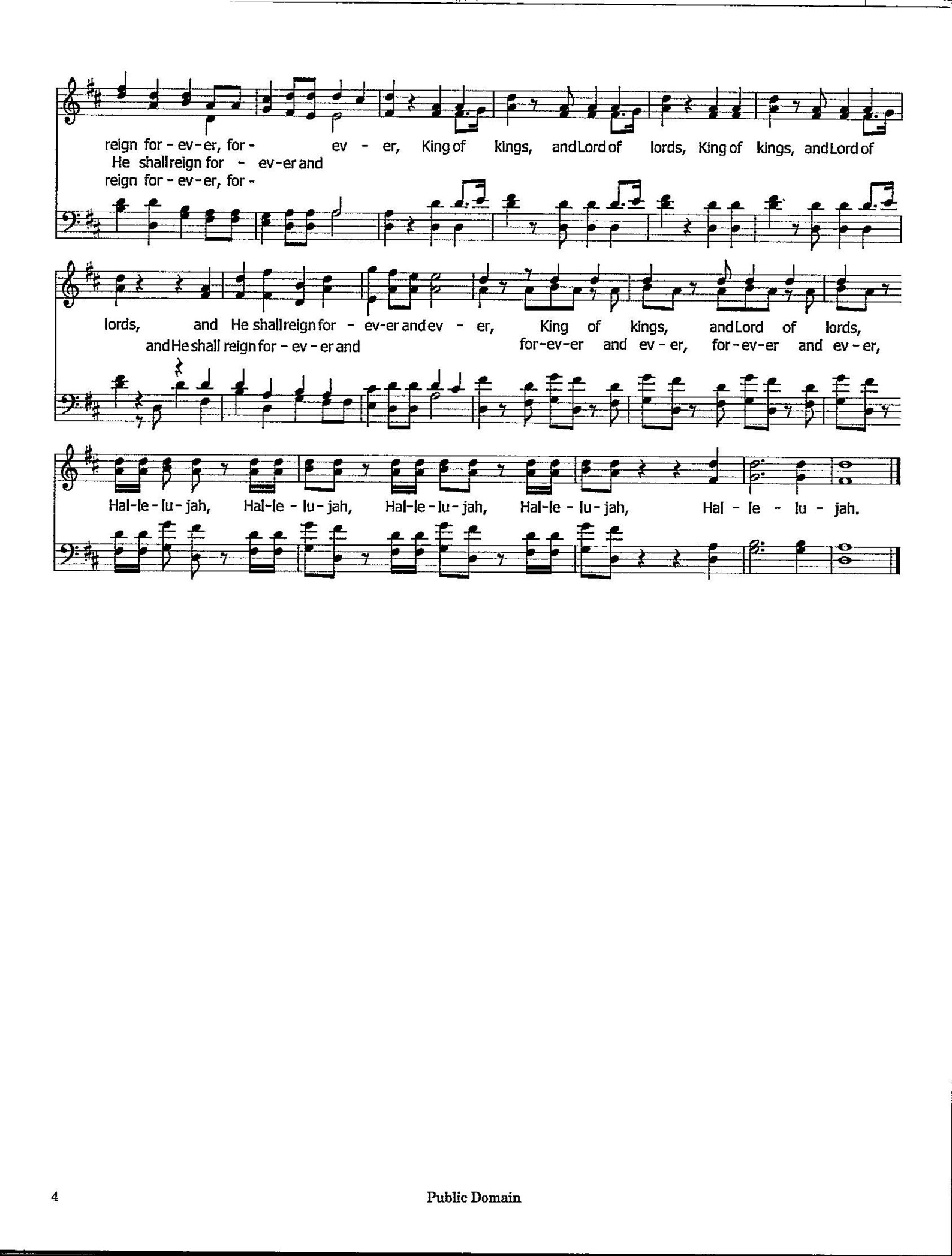 Hallelujah Chorus by Handel - Digital Printable Hymn Tune SATB - Key of ...