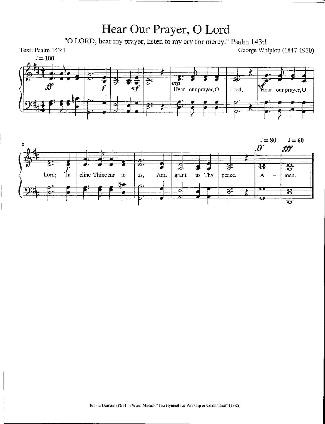 Hear Our Prayer O Lord - Digital Download Prayer Response for Piano ...