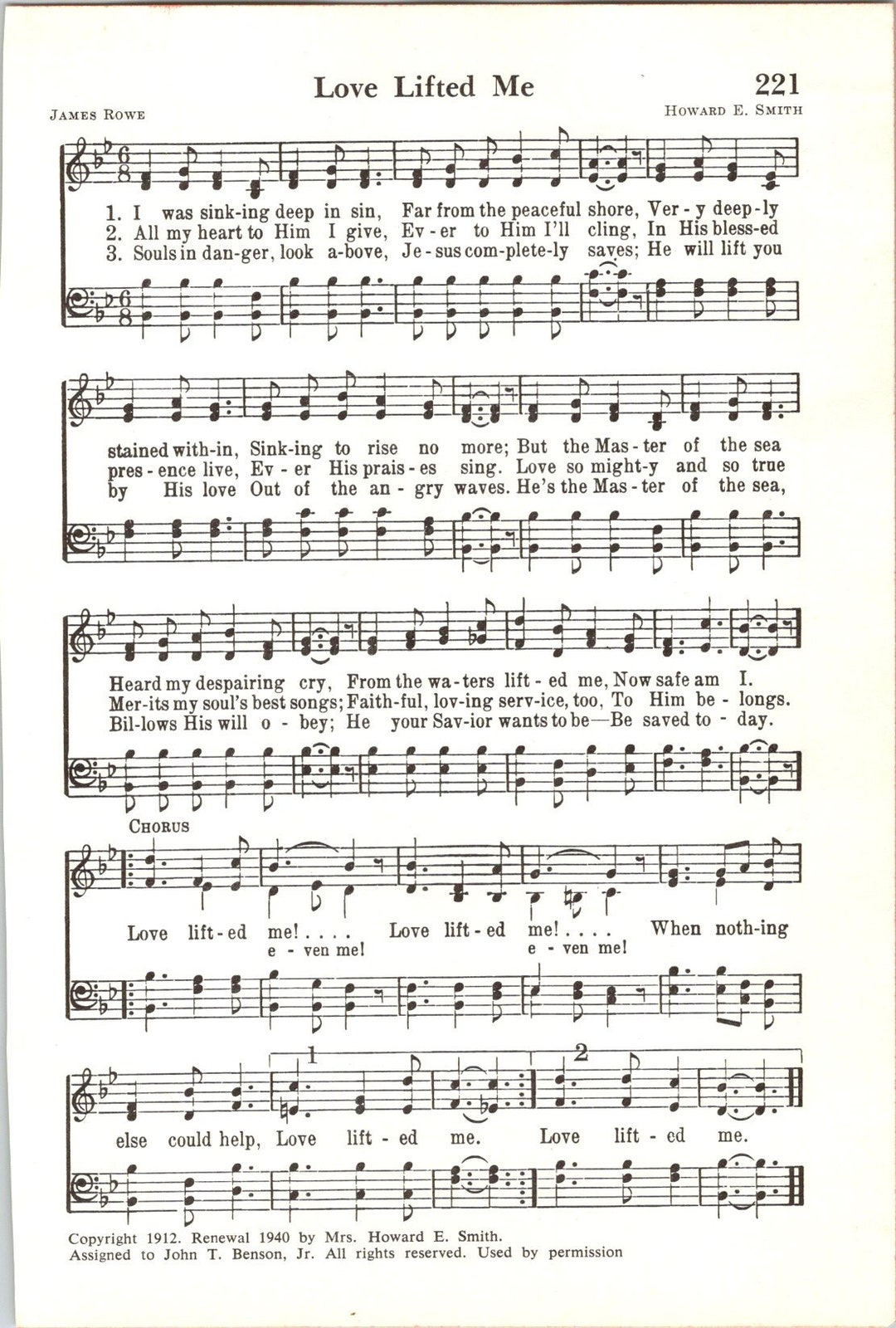 Love Lifted Me Digital Hymn Sheet Music Key Of B Flat Etsy