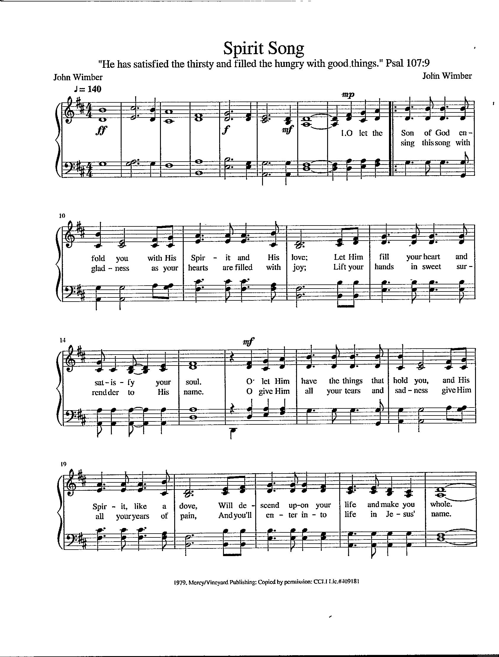 Spirit Song - Digital Hymn Tune With Verses - Key of D - Etsy