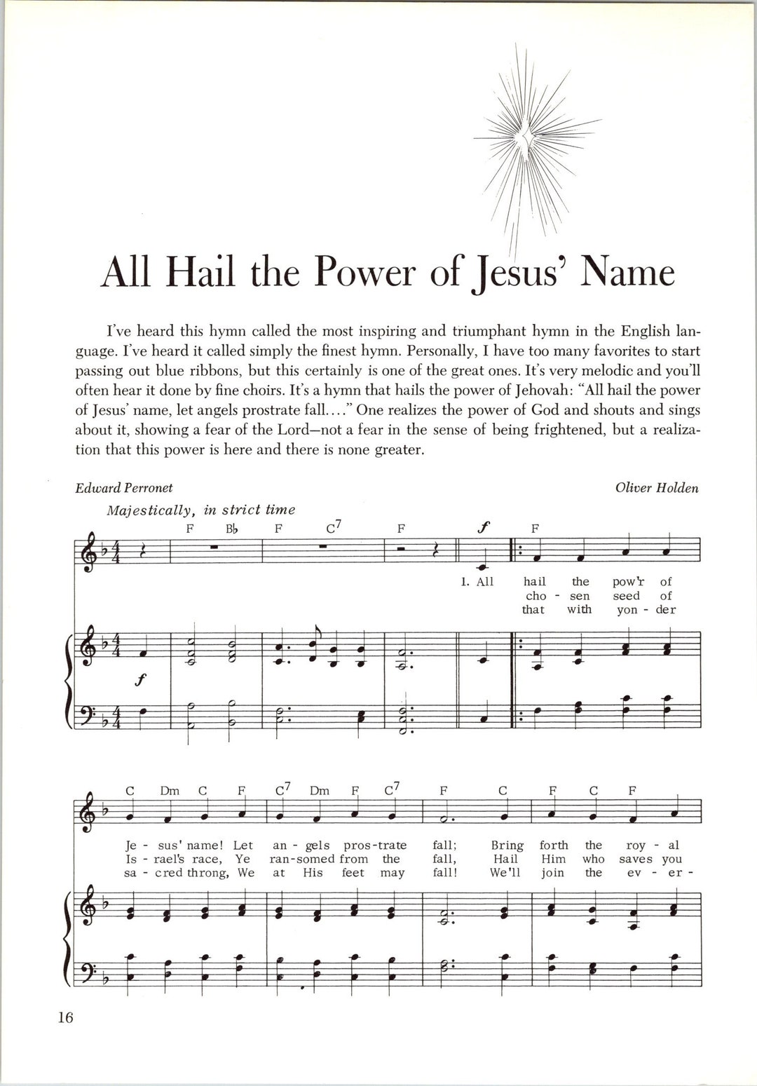 All Hail the Power of Jesus Name - Digital Hymn Tune Key of F - Etsy