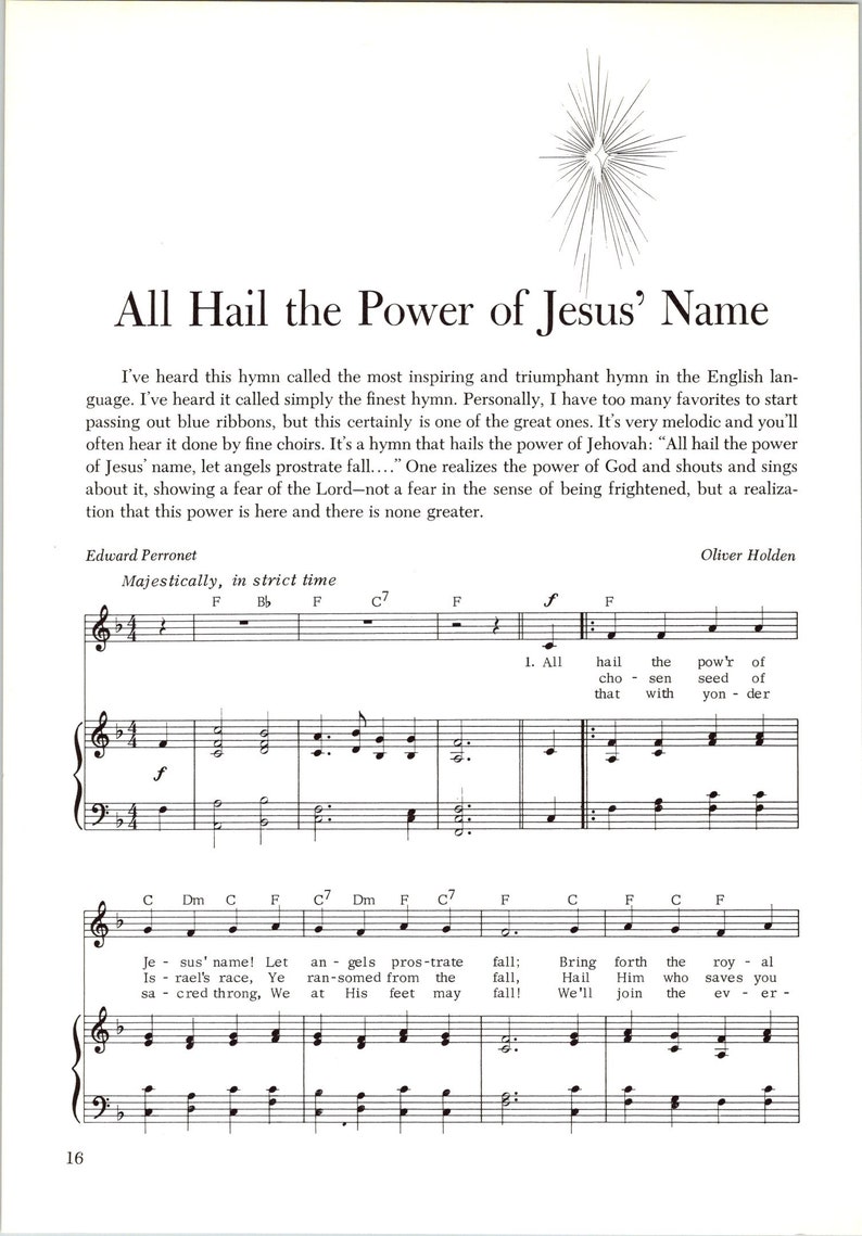All Hail the Power of Jesus Name - Digital Hymn Tune Key of F - Etsy