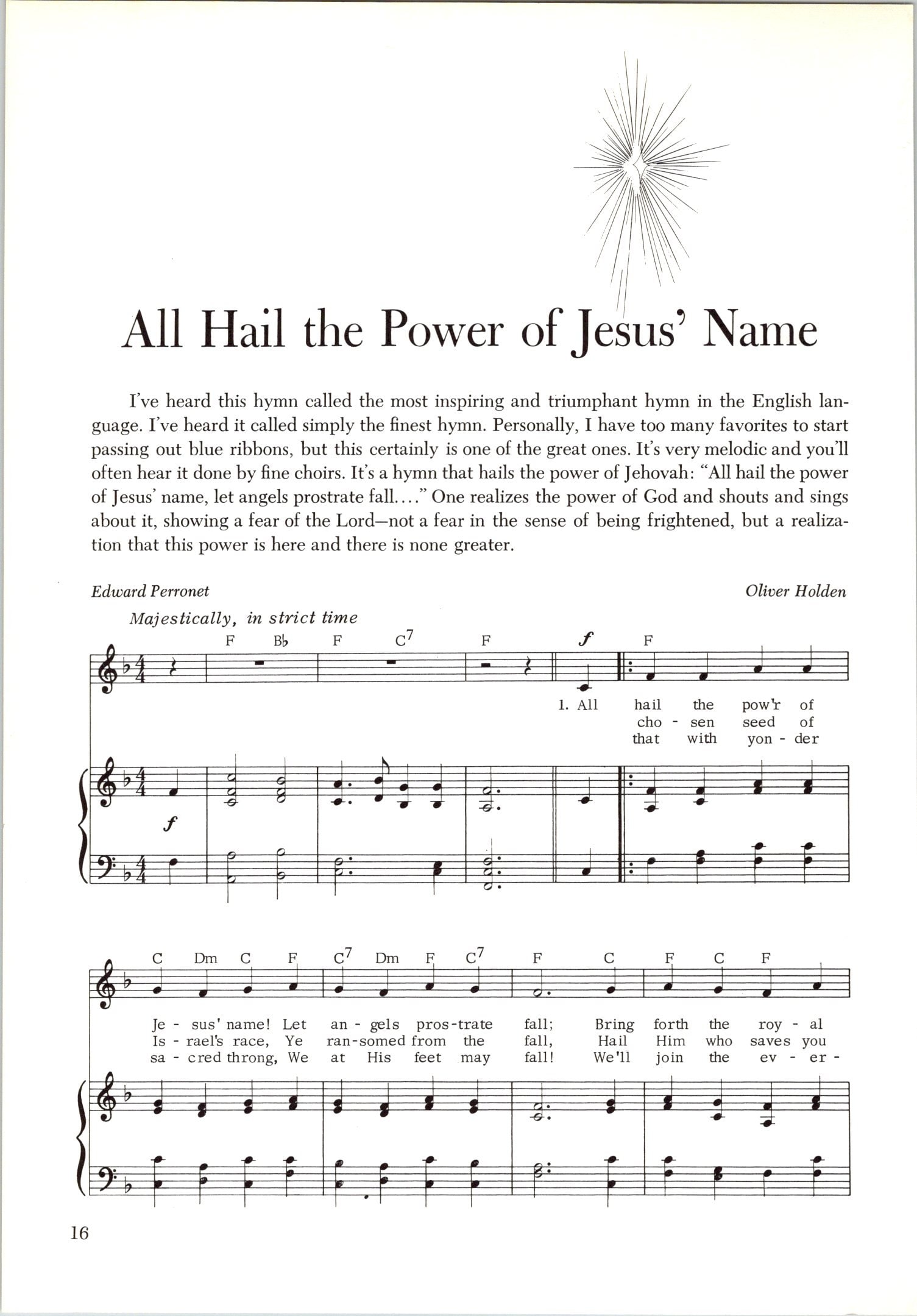All Hail the Power of Jesus Name - Digital Hymn Tune Key of F - Etsy
