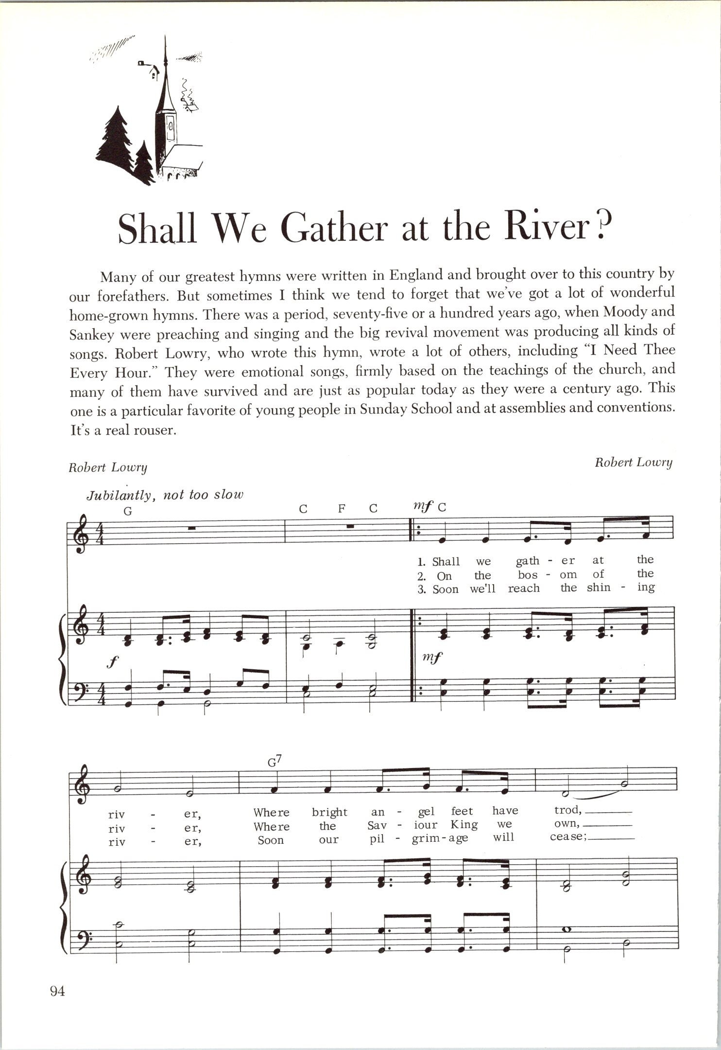Shall We Gather at the River? - Digital Hymn Tune Sheet Music - Key of ...