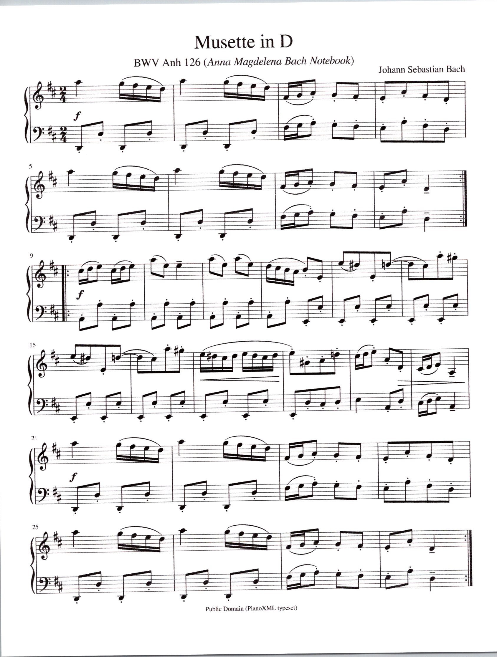 Musette in D by Johann Sebastian Bach - Digital Sheet Music - Key of D ...