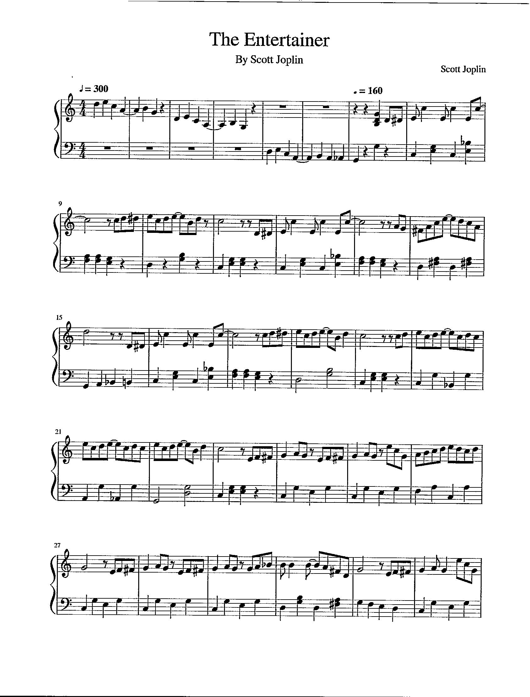 The Entertainer - Digital Easy Piano Solo by Scott Joplin - Key of C - Etsy