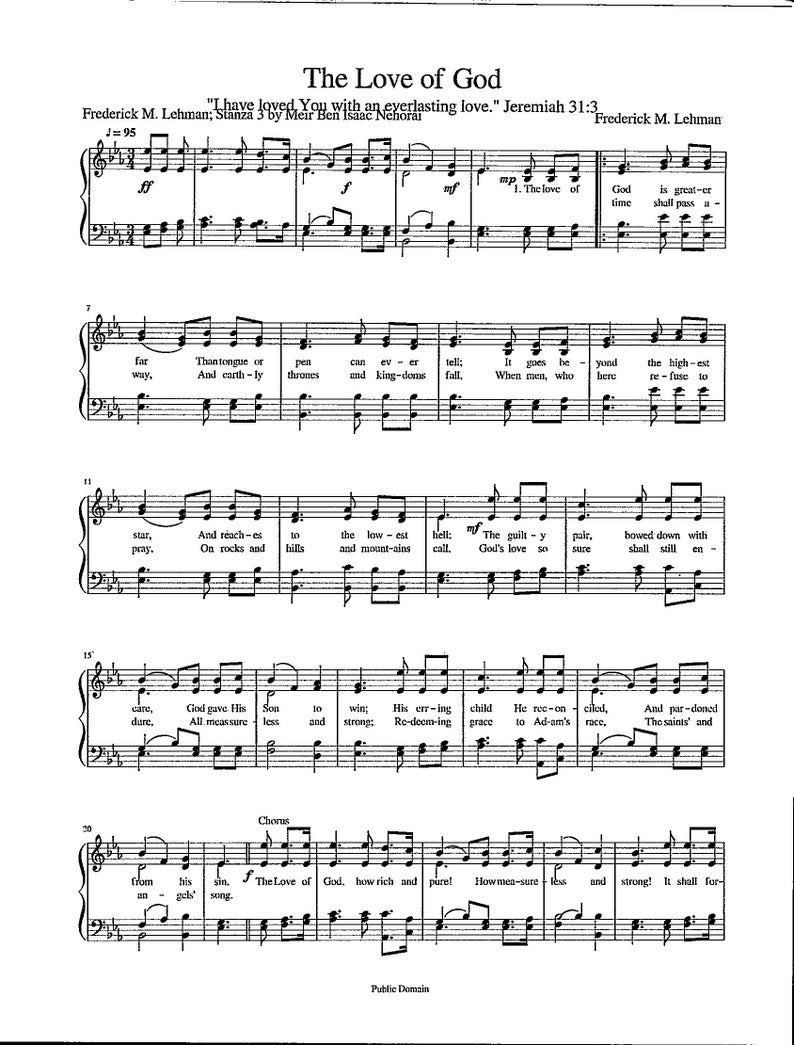 The Love of God - Digital Hymn Tune With Verses - Key of E Flat - Etsy