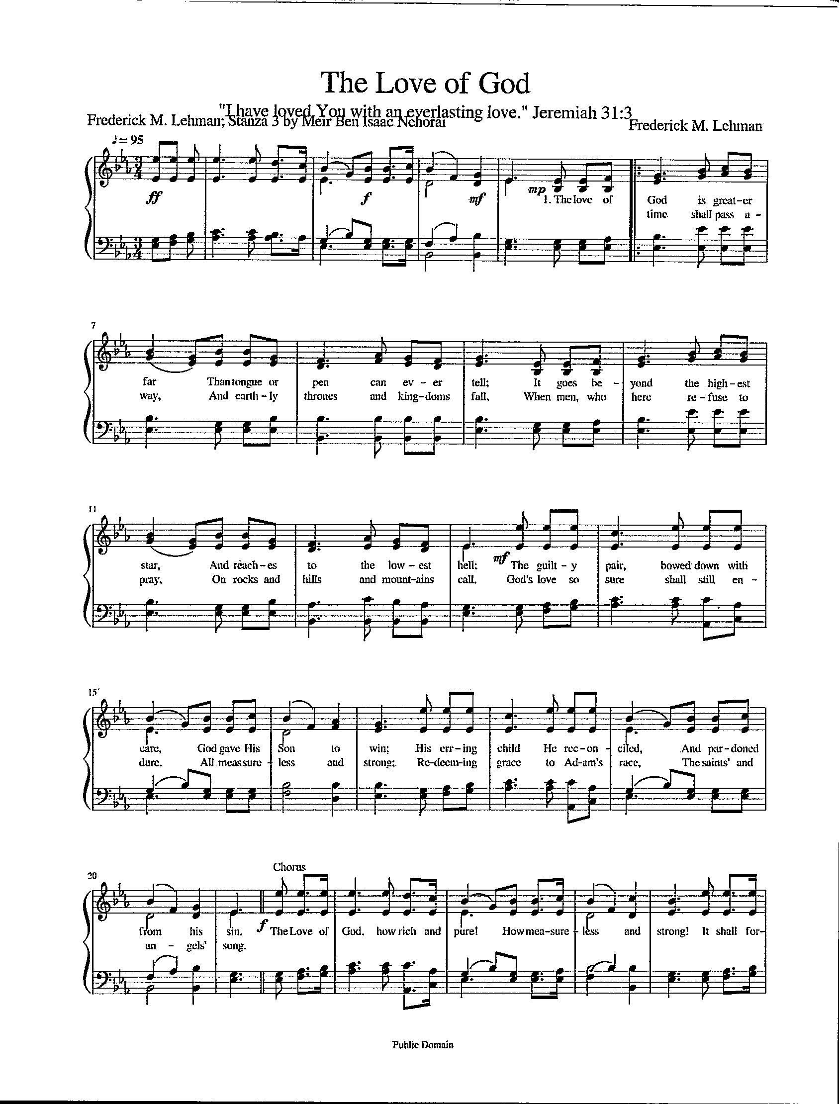 The Love of God - Digital Hymn Tune With Verses - Key of E Flat - Etsy