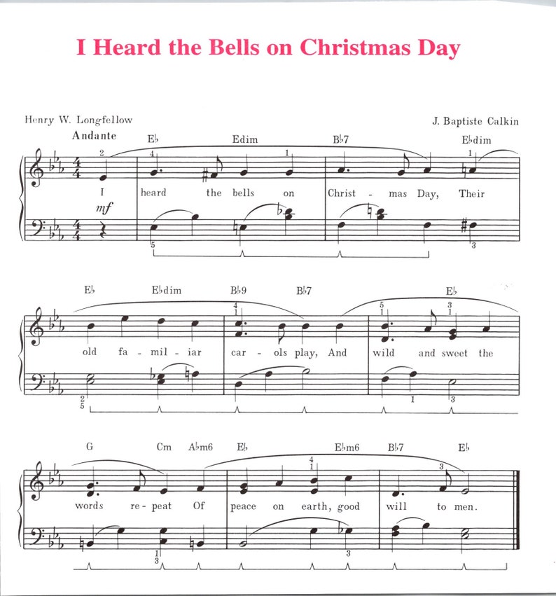 I Heard the Bells on Christmas Day Digital Sheet Music Key of E Flat ...
