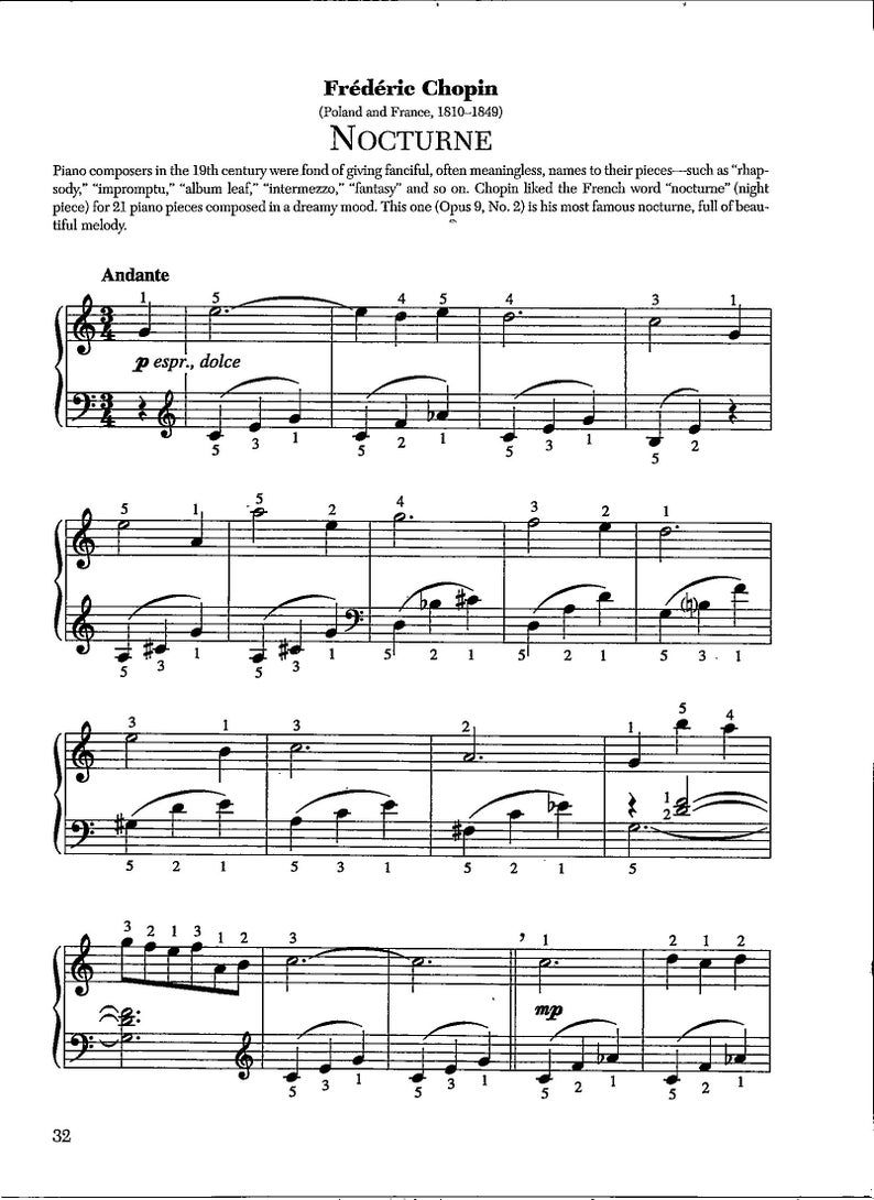 Nocturne by Frederic Chopin Digital Piano Sheet Music for Late Beginner ...