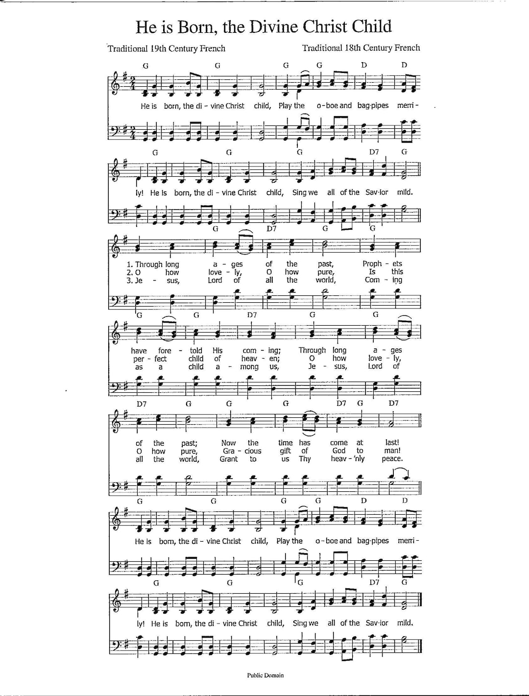 He is Born, the Divine Christ Child - Digital Printable Hymn Tune - Key ...