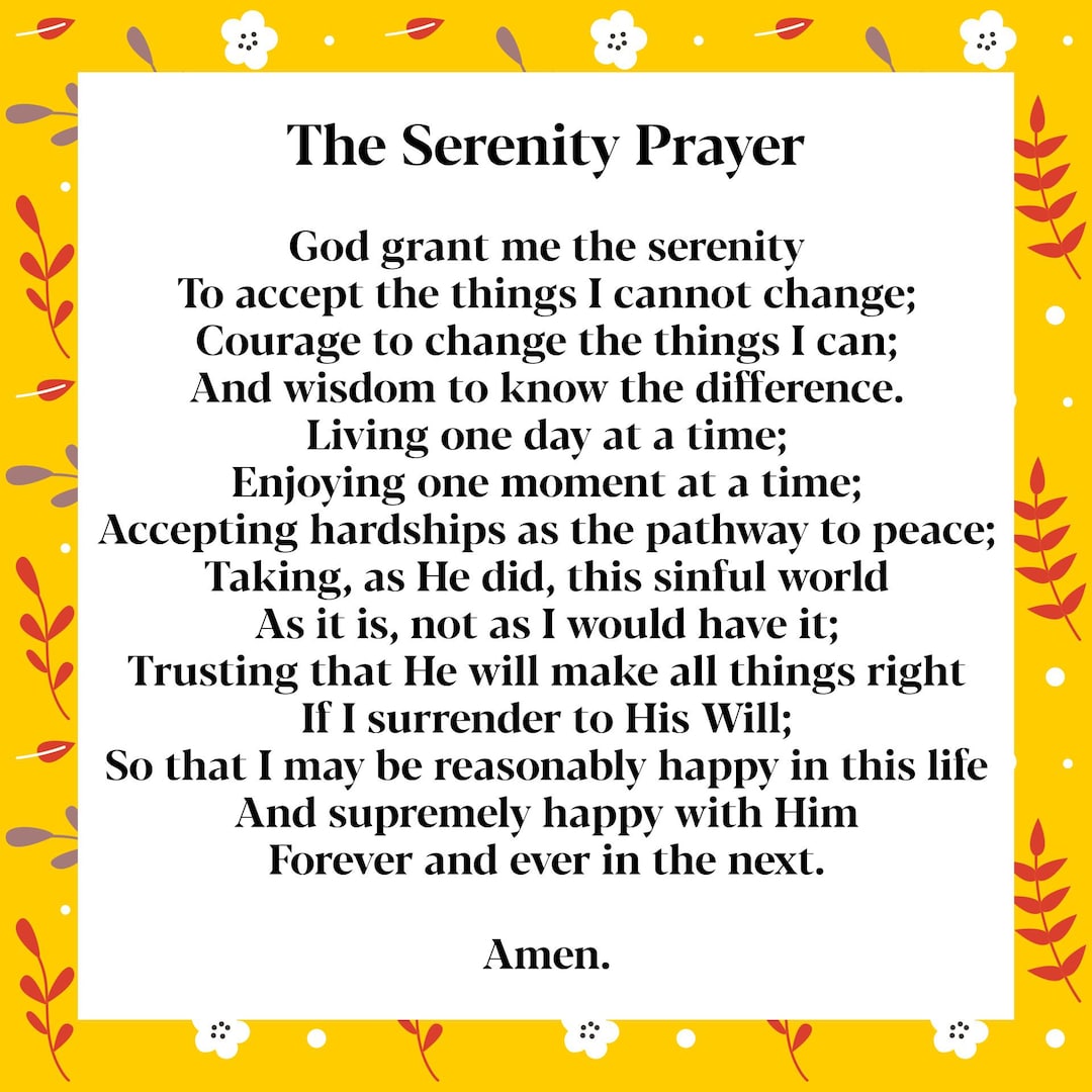 Serenity Prayer - Digital Download Calming Prayer - Etsy