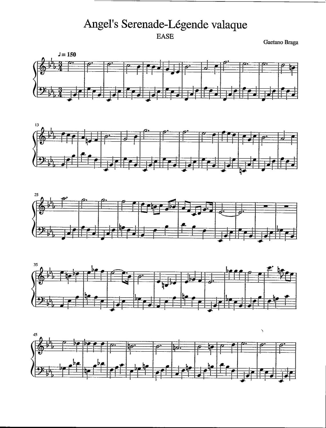 Angel's Serenade - Legende Valaque - Easy Download Printable Piano Solo ...