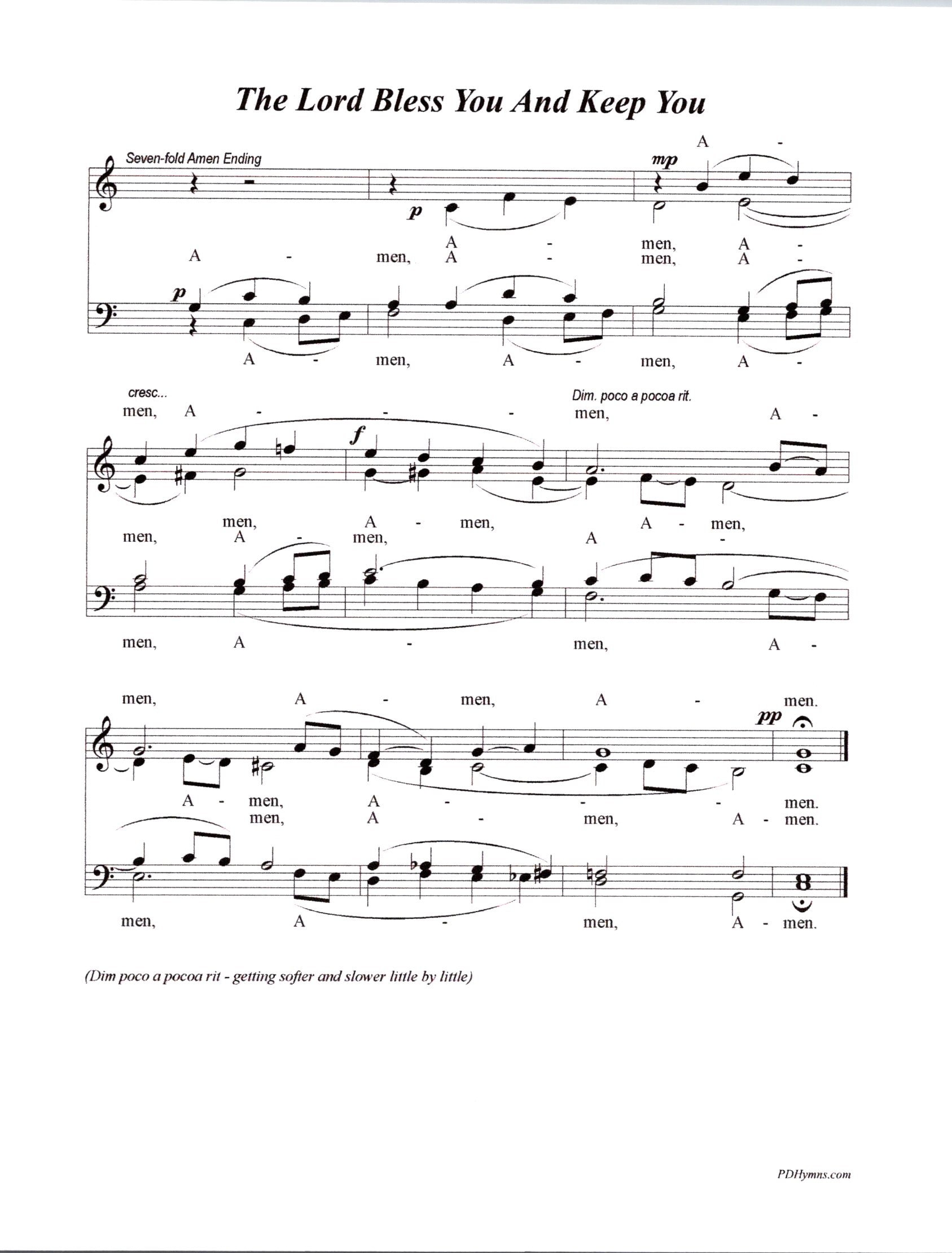 The Lord Bless You and Keep You - Digital Hymn Tune Sheet Music With ...