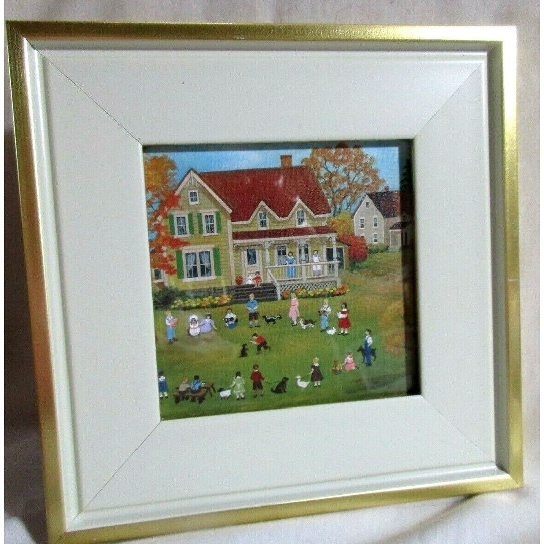 Mary Singleton Folk Art Pet Show Calendar Framed Print 4" X 4" - Etsy