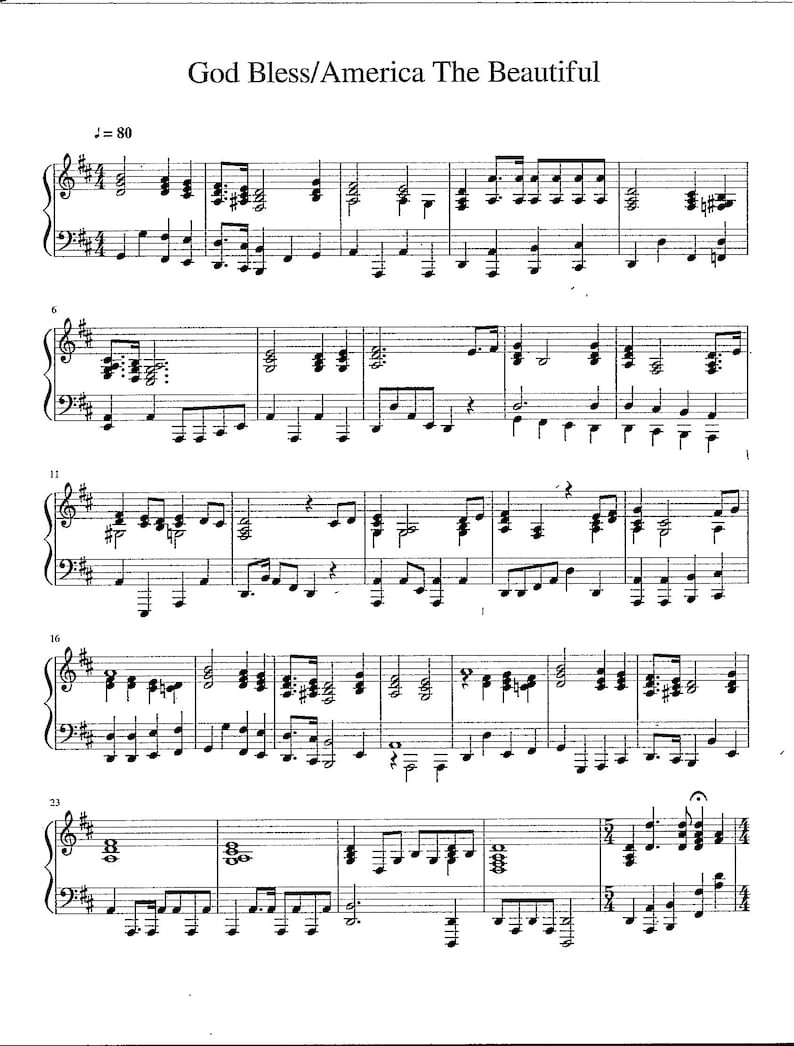 God Bless America the Beautiful - Digital Medley Patriotic Piano Solo ...