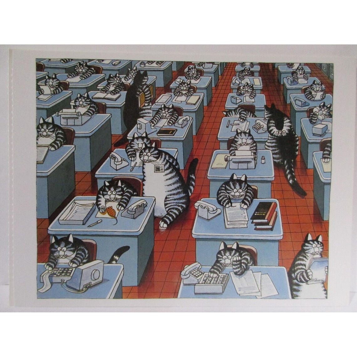 Kliban Postcard - Office Pool Cats by Kliban's Cats 6" X 4" Unposted - Etsy