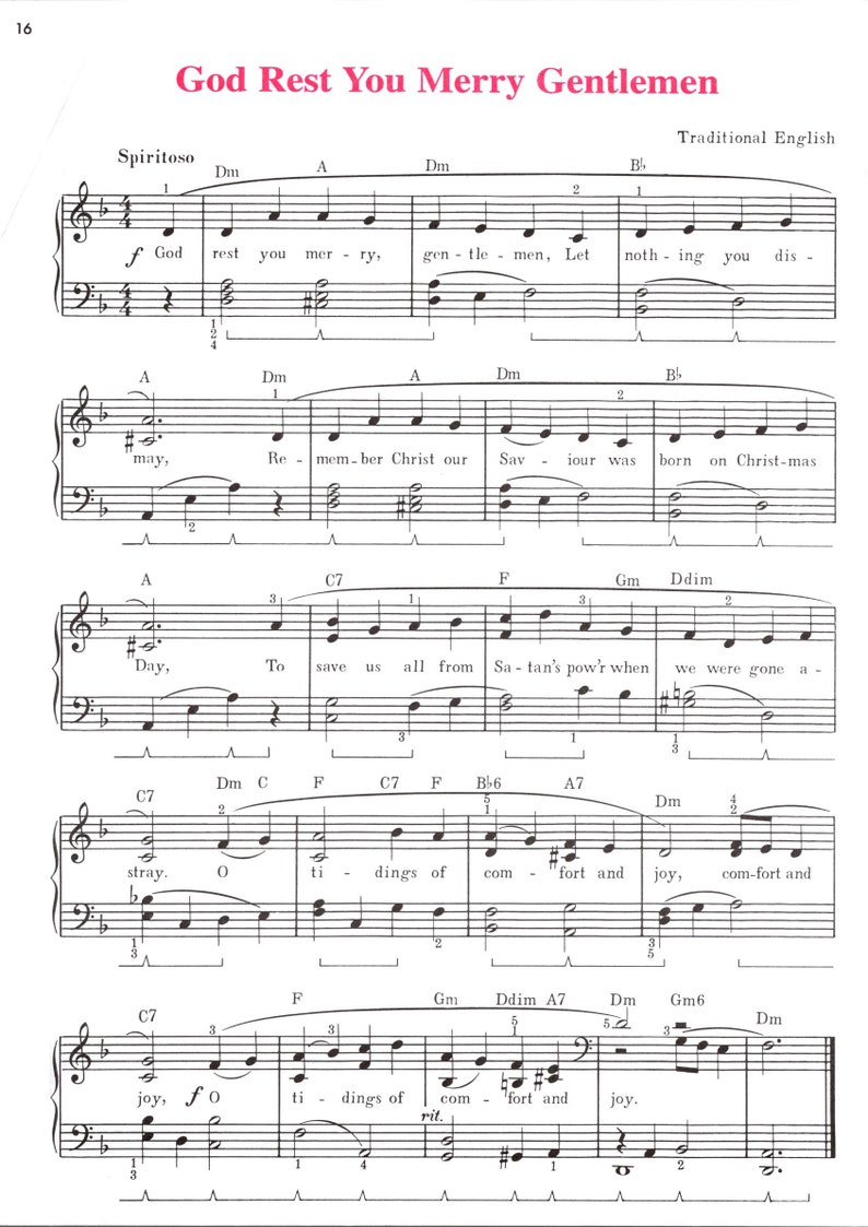 God Rest You Merry Gentlemen Digital Christmas Sheet Music Traditional ...