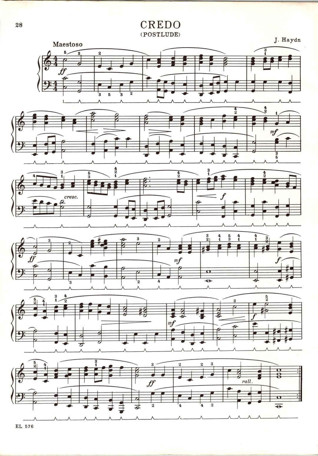 Credo (postlude) by J. Haydn DIGITAL Church Sheet Music for Piano or ...