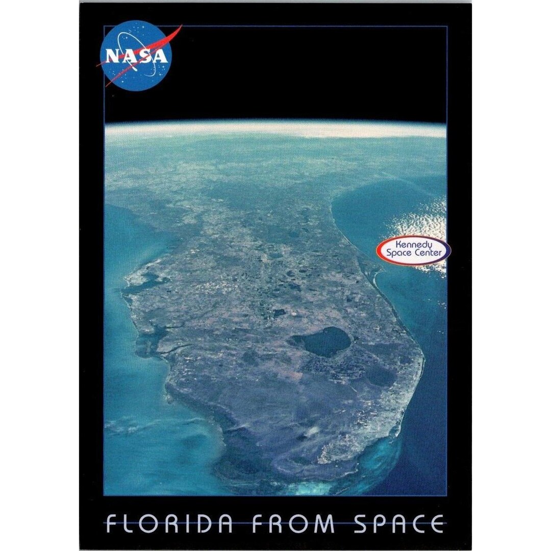 NASA Postcard - 1980s Satellite Image of Florida Kennedy Space Center ...