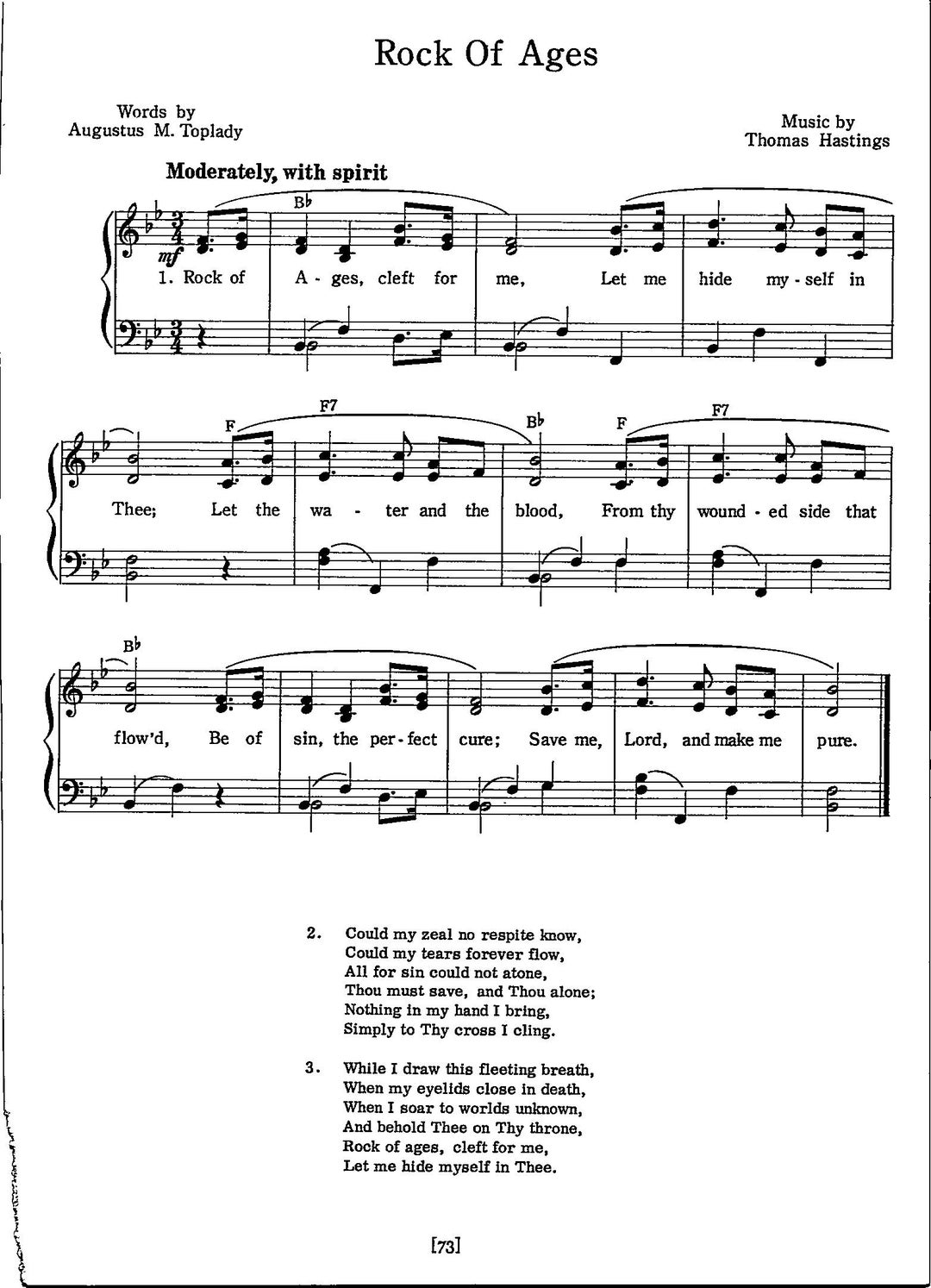 Rock of Ages Sheet Music - Digital Hymn Tune - Key of B Flat - Etsy