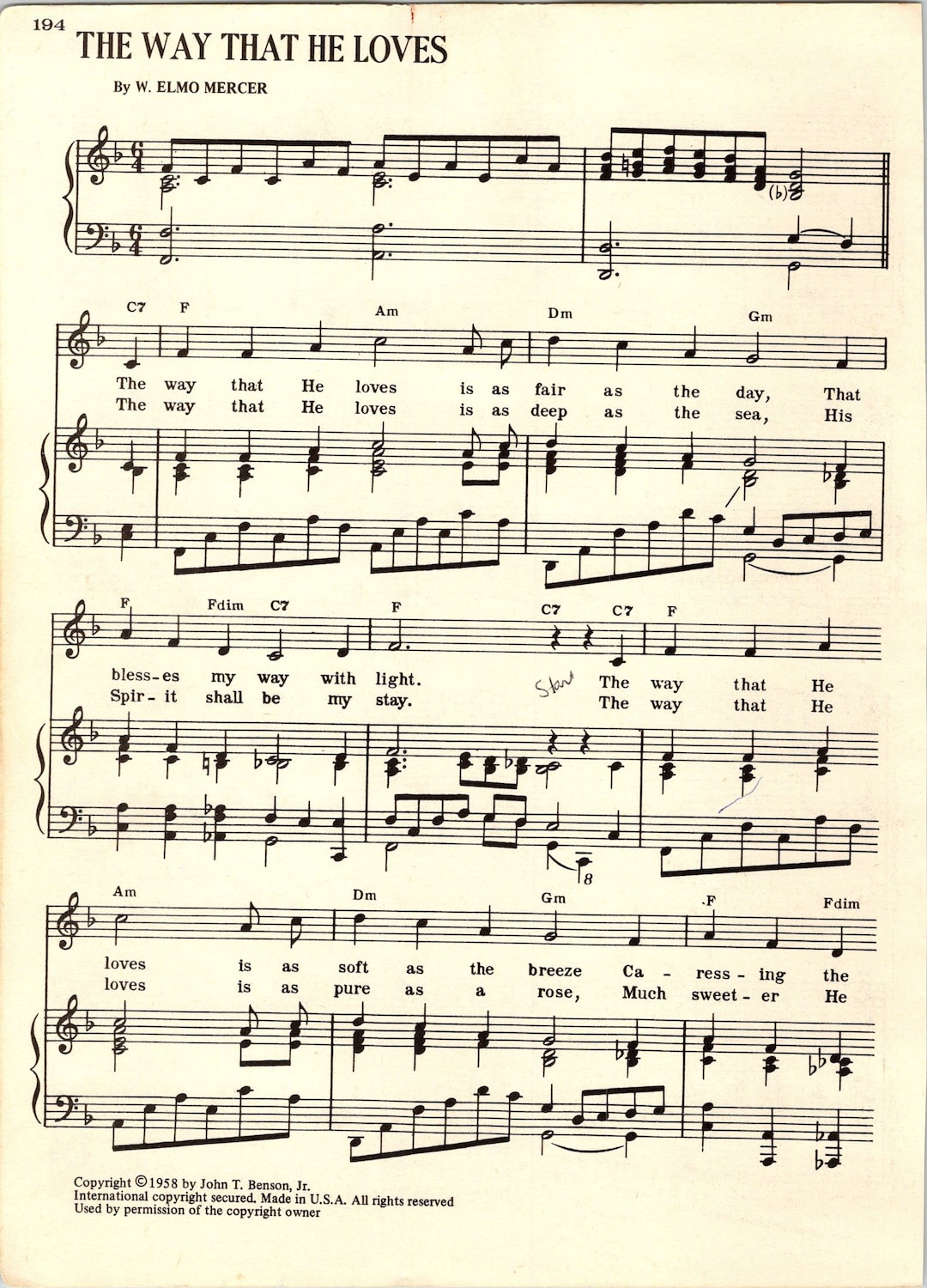 The Way That He Loves Hymn - Digital Sheet Music for Piano Vocal Guitar ...