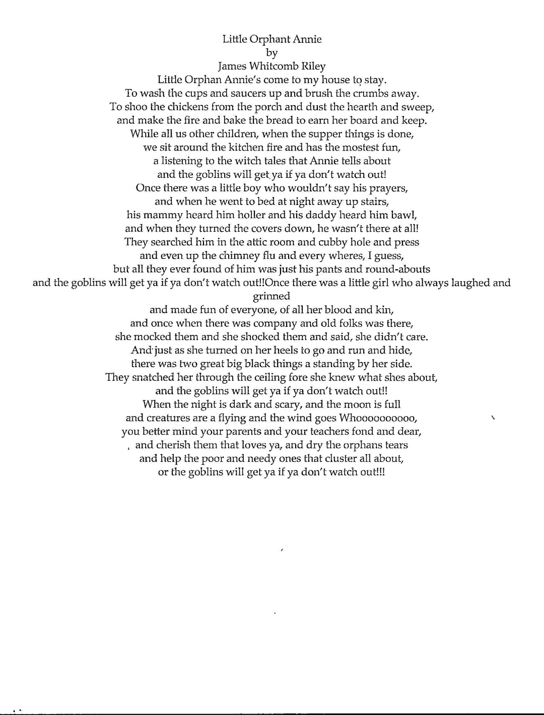 Little Orphant Annie - Digital Poem by James Whitcomb Riley - Etsy