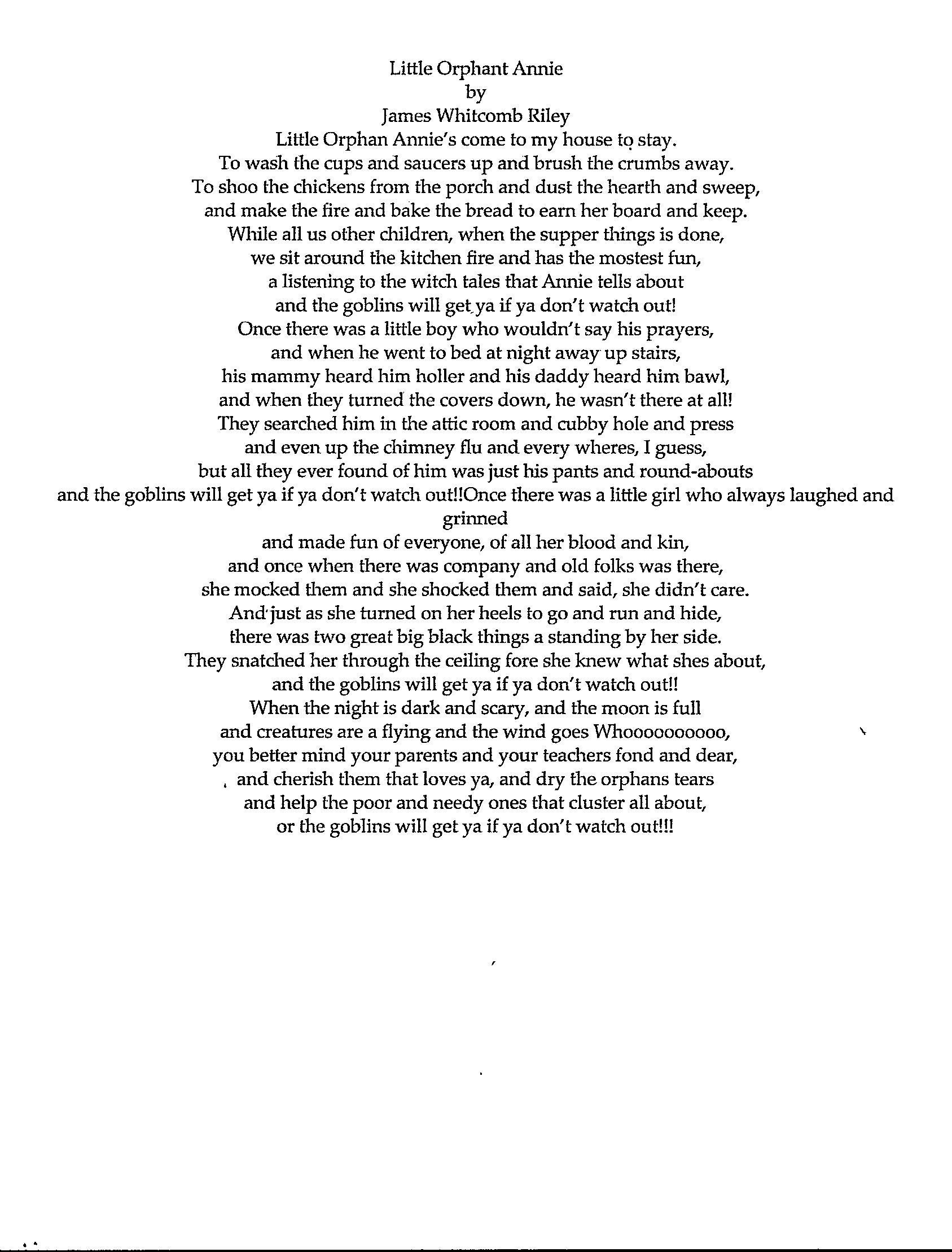 Little Orphant Annie - Digital Poem by James Whitcomb Riley - Etsy
