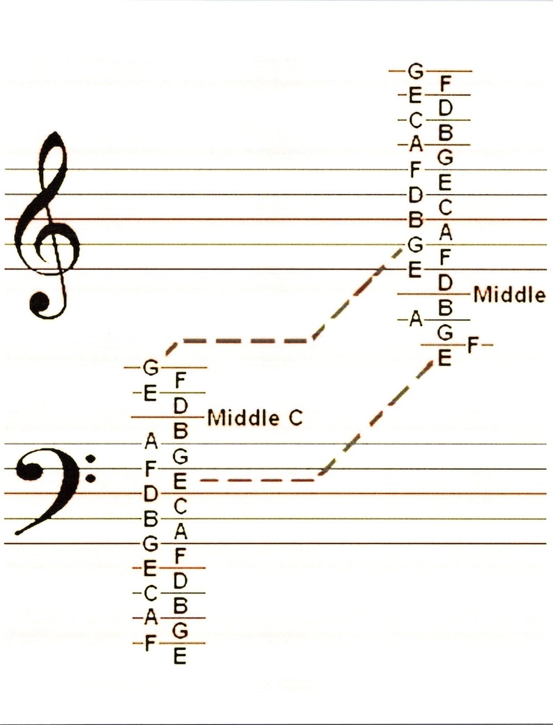 Music Staff Notes Poster Chart - Printable Music Theory Guide - Etsy